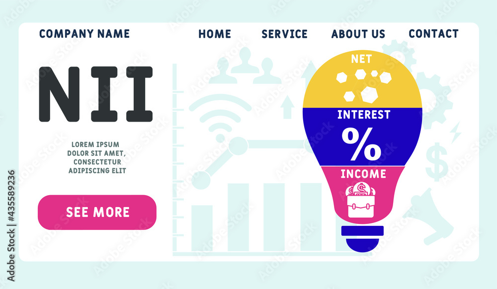 Vector website design template . NII - Net Interest Income acronym ...