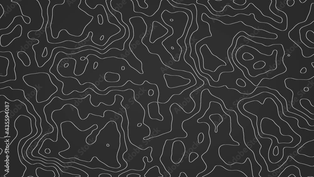White outline topographic contour map abstract tech motion graphic ...