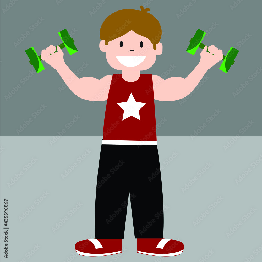 Vector Illustration of a Strong Healthy Boy, Children, Kids, Student ...
