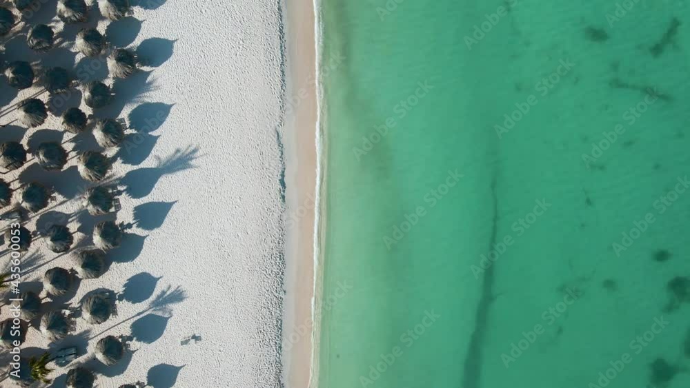 Aerial from Eagle beach on Aruba in the Caribbean, bird ey view at the ...