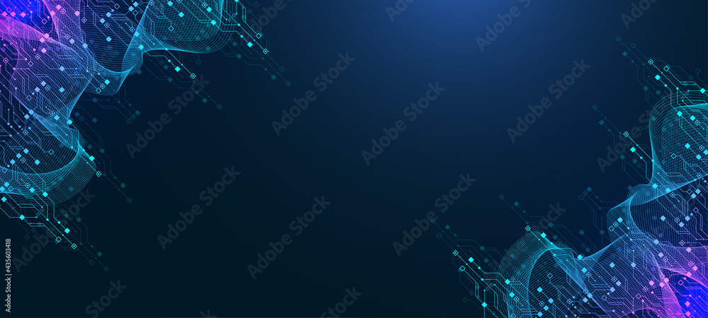 Modern technology circuit board texture background design. Quantum ...
