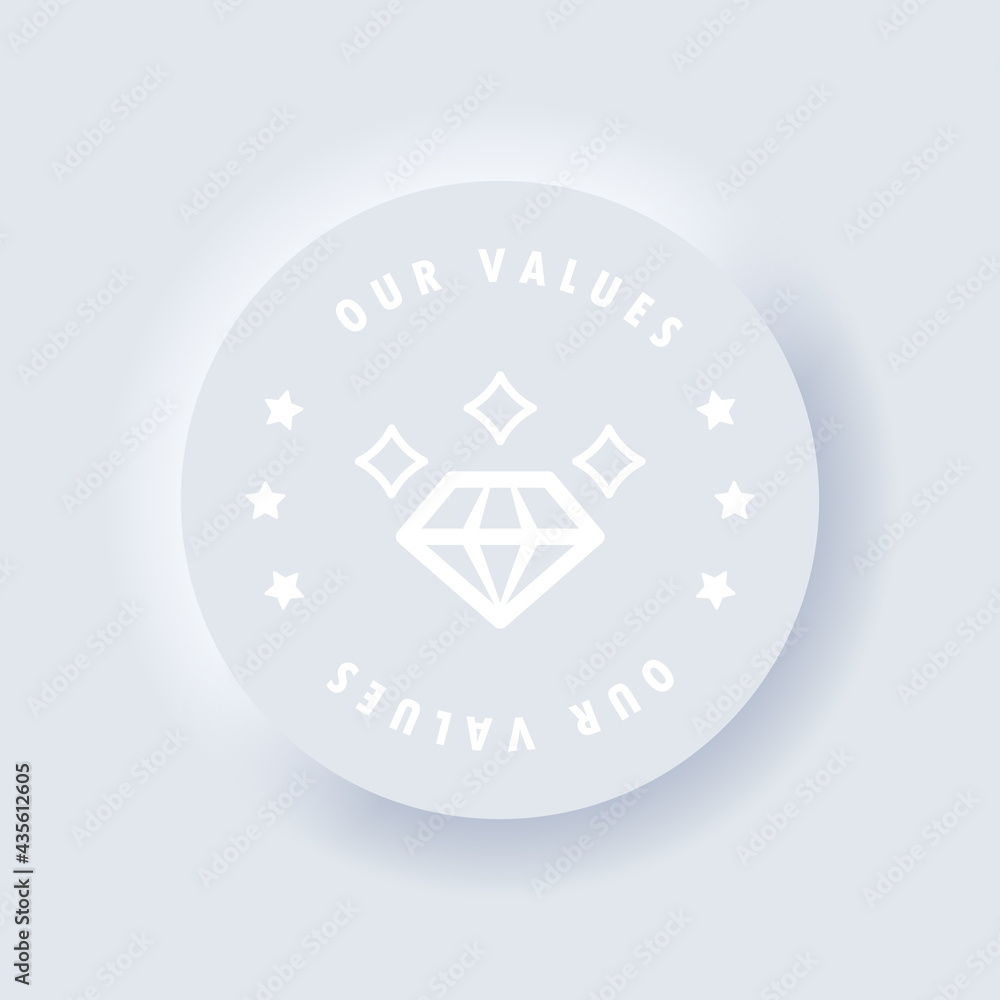 Diamond. Core Values icon. Our values button. Conveying Integrity ...