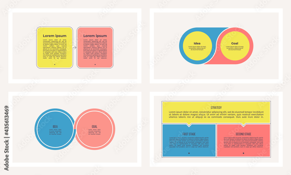 Business process. Timeline infographics with 2 steps, options, sections ...