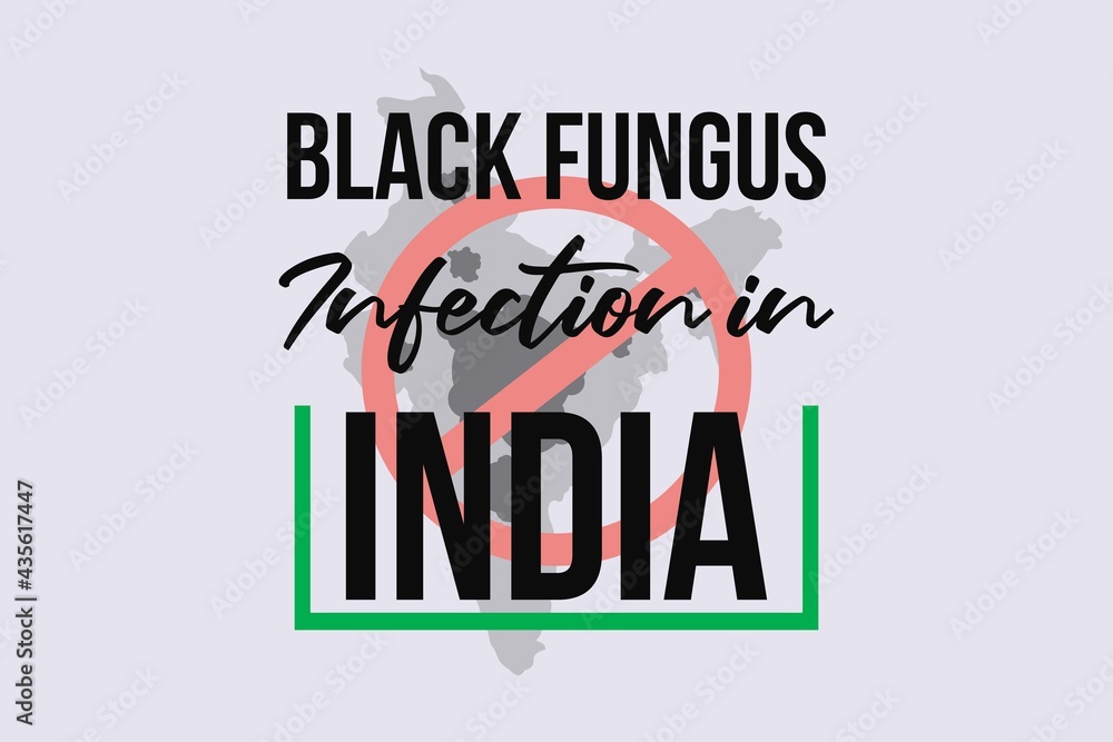Black Fungus infection in India. Black fungus symbol on the Indian map ...