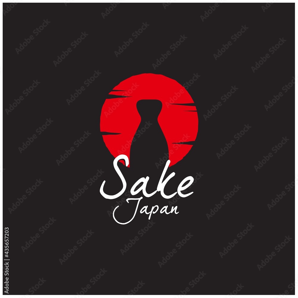Sake japan logo design, bar and restaurant logo, flat style isolated on ...