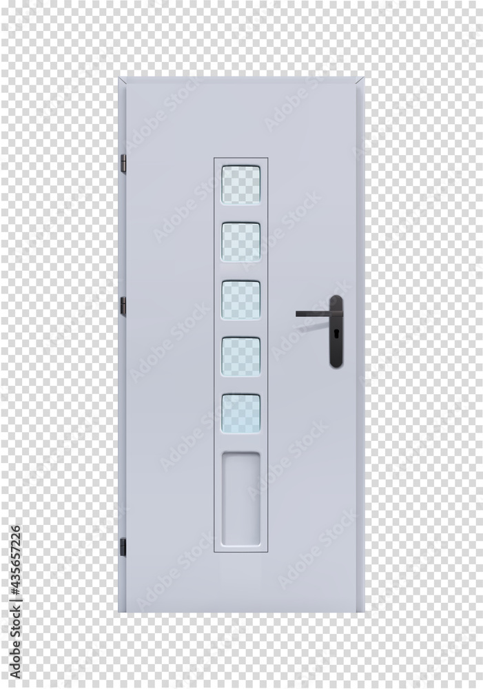 Metal door with windows on a transparent background. vector ...