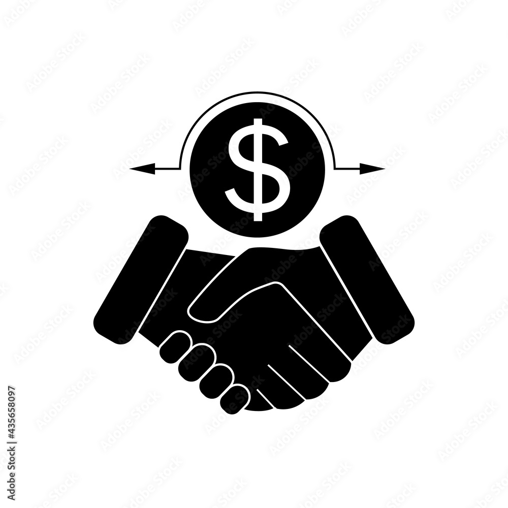Сashback icon, return money, cash back rebate with handshake. Vector ...