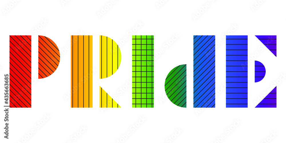 word pride in multicolored gradient. Emblem for pride month. Vector ...