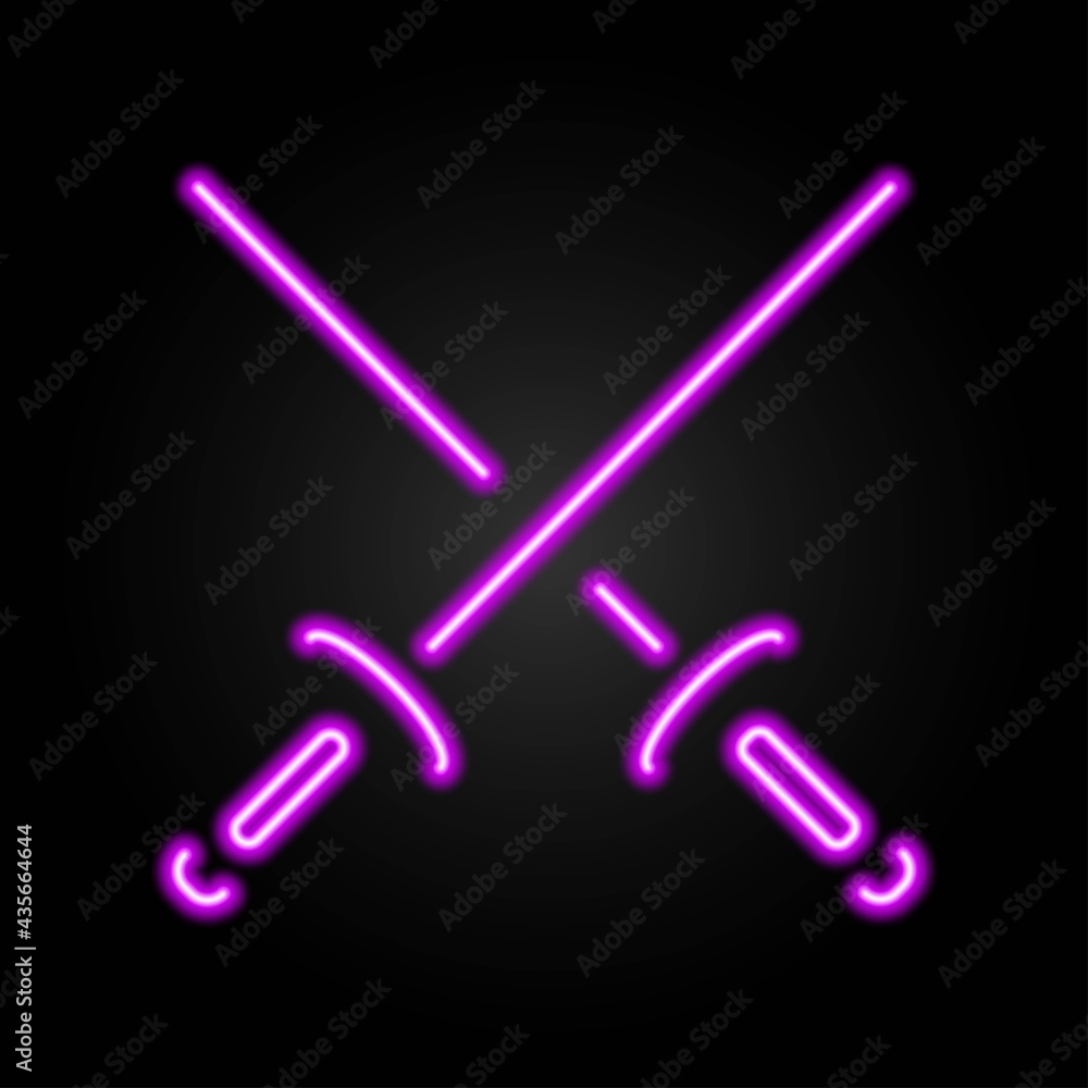 Swords neon sign, modern glowing banner design, colorful trend of ...