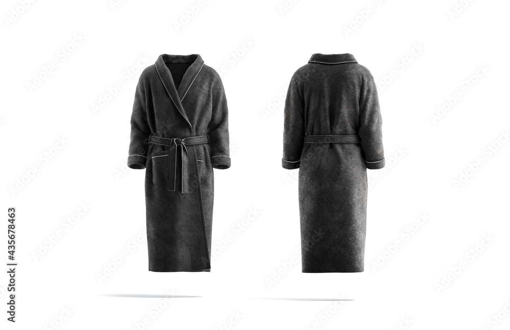 Photo & Art Print Blank black hotel bathrobe mockup, front and back ...