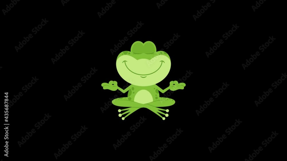 Frog Cartoon Character In Meditation. 4K Animation Video Motion ...