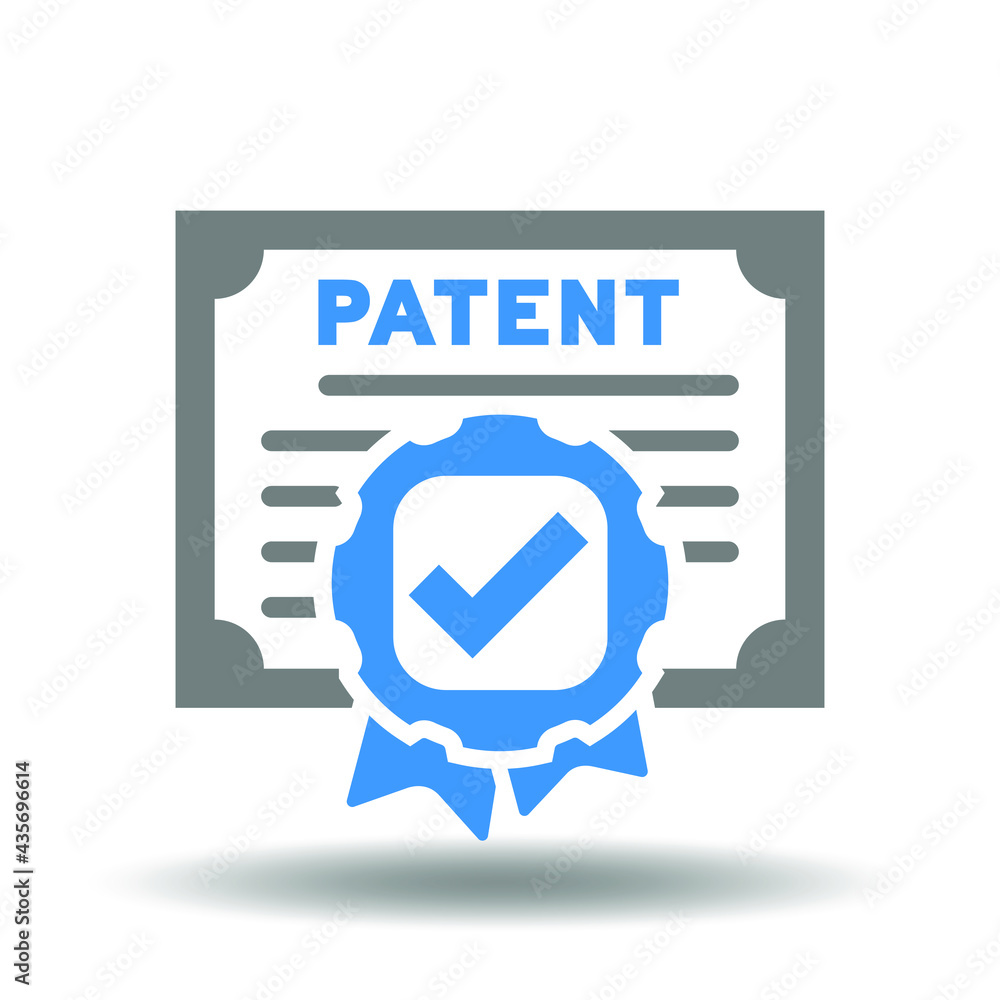 Patent document with stamp and check mark vector illustration. Patented ...
