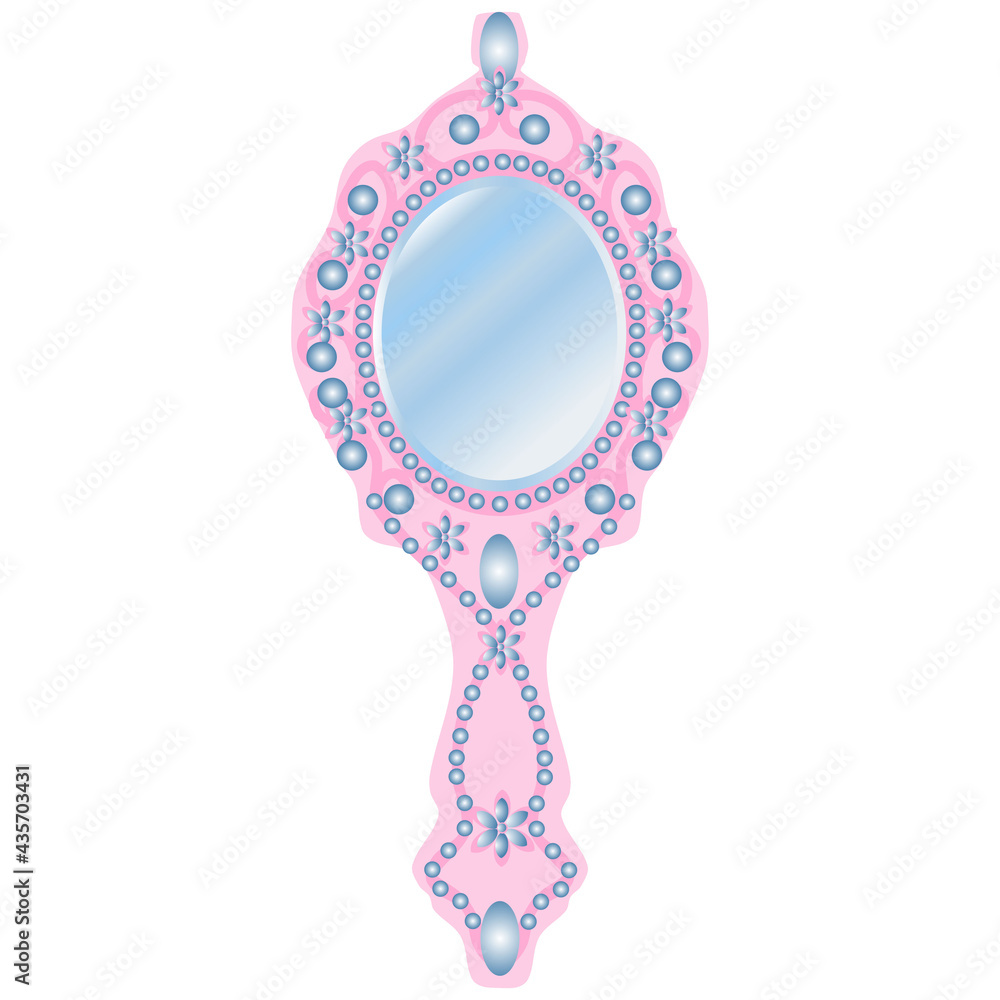 vector image of a hand-held magic mirror of a princess in cartoon style ...