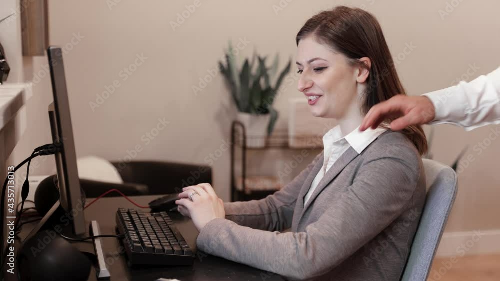 Boss inappropriate touching female employee, workplace sexual ...