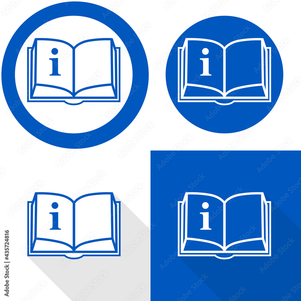 Manual book symbol and information sign. Read before use. Refer to ...