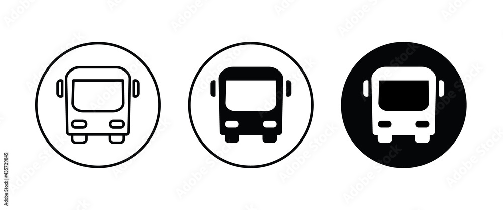 Bus icon set. Transport icons button, vector, sign, symbol, logo ...