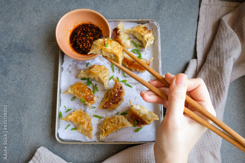 Homemade take away meal / Chinese Salad and Potstickers aka Pan Fried ...