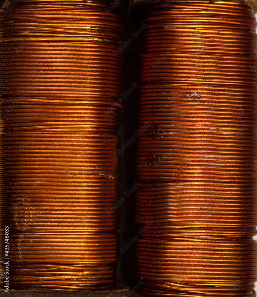 Copper wire electrical transformer windings. Electrical equipment for ...