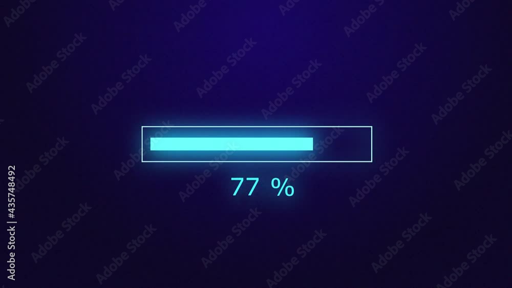 Blue loading progress bar, system update, software update, glowing ...