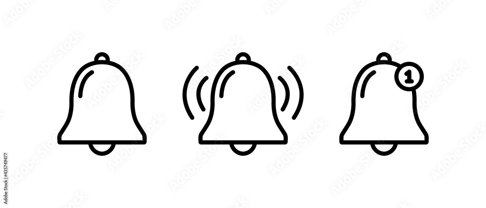 Bell notification line icon, Bell notification symbol vector Stock ...