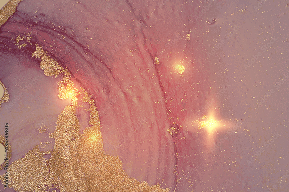 Pink, maroon and gold abstract alcohol ink marble texture. Vector ...