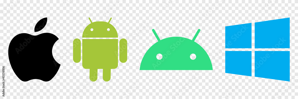 Vinnytsia, Ukraine - May 12, 2021: Set of top brand operating system ...