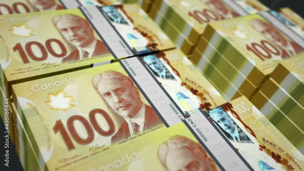 Canadian Dollar money pack loop 3d animation. Loopable seamless concept ...