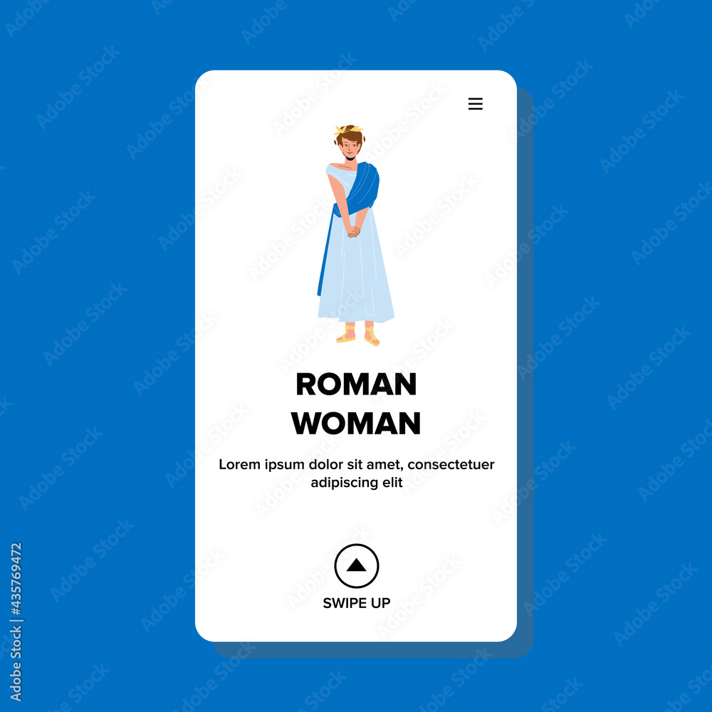 Roman Woman Wearing Long Grecian Clothes Vector Roman Woman In Traditional Gown And Wreath On