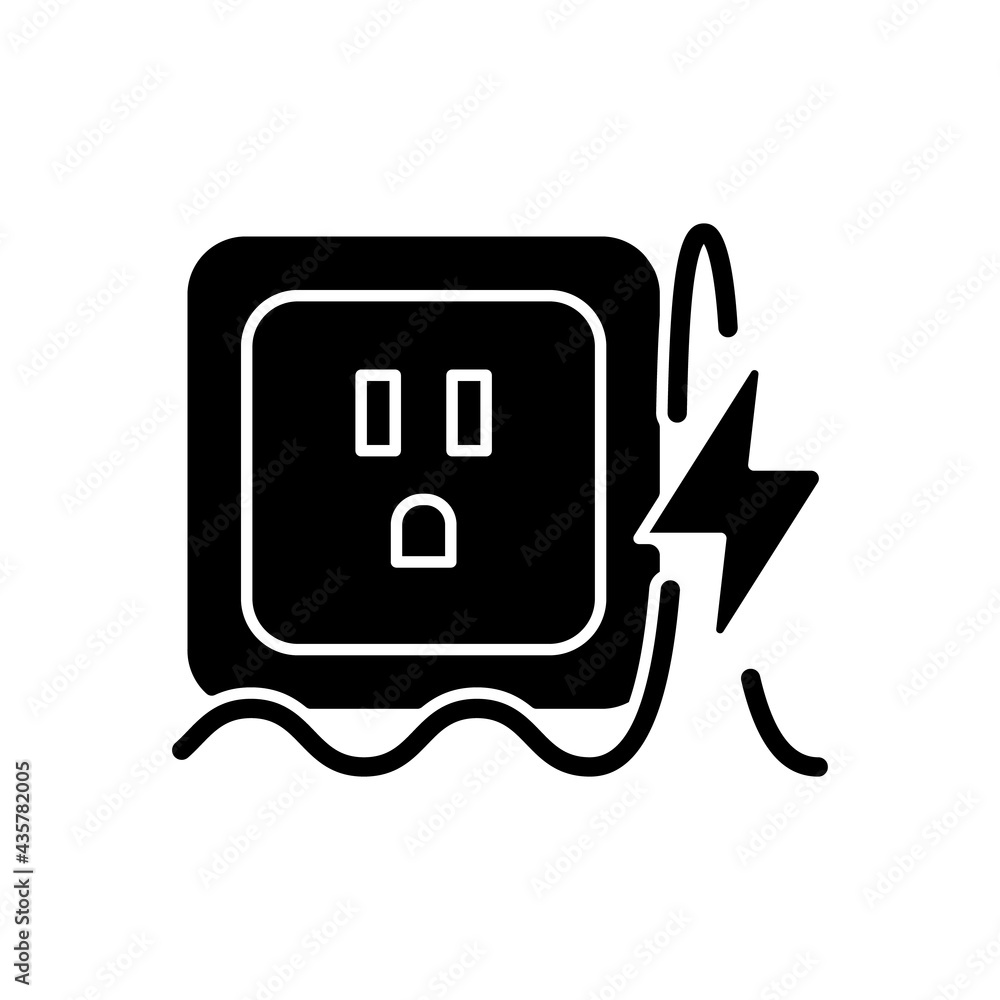 Power surge black glyph icon. Brief overvoltage spikes. Unexpected ...