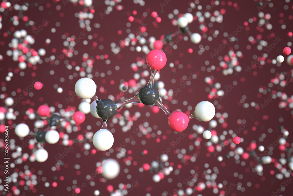 Molecule of Acetic acid. Molecular model, conceptual 3d rendering Stock ...