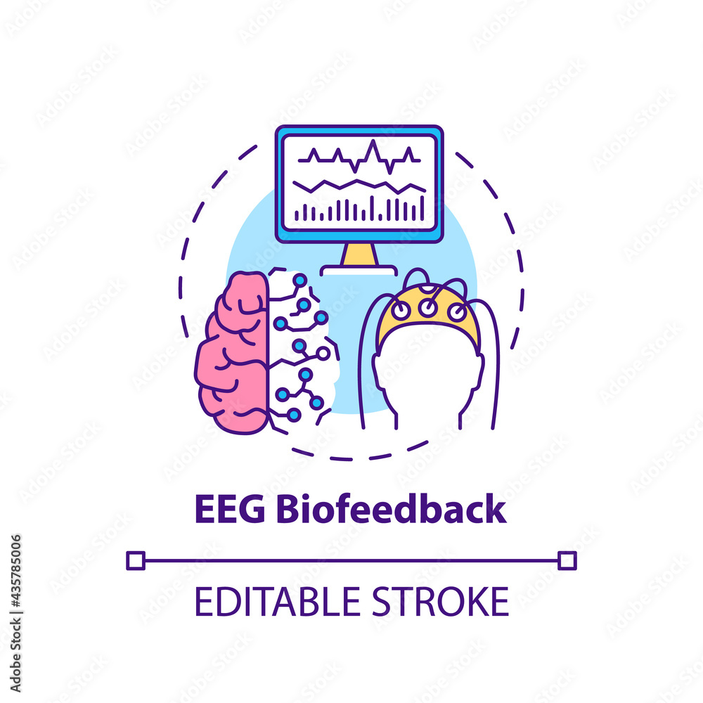 Eeg biofeedback concept icon. Addiction treatment methods. Neurotherapy ...