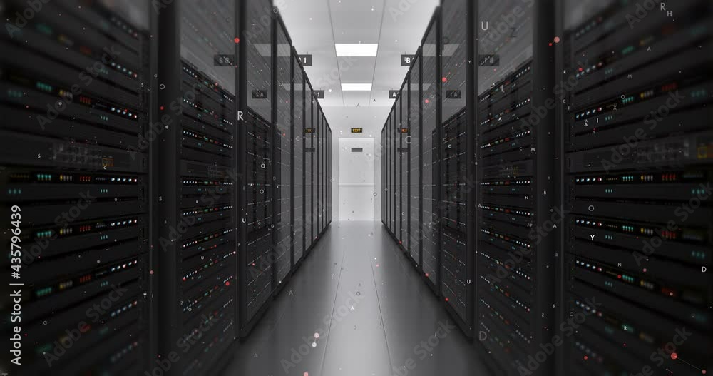 Modern Server Room Environment Computer Racks All Around Futuristic ...