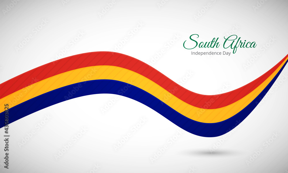 Happy independence day of South Africa. Creative shiny wavy flag ...