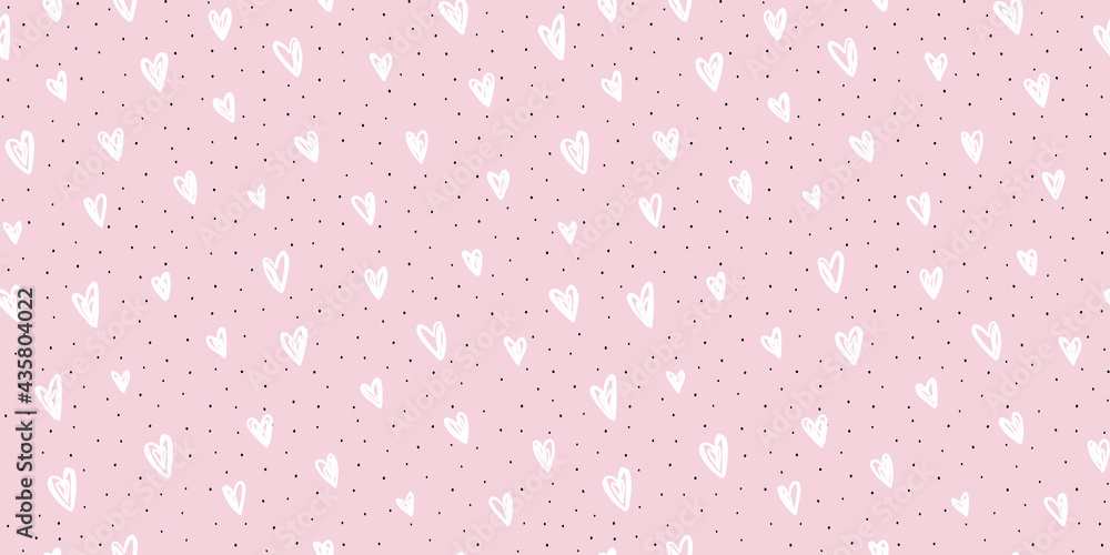 Cute hand drawn hearts seamless pattern, doodle background, romantic ...