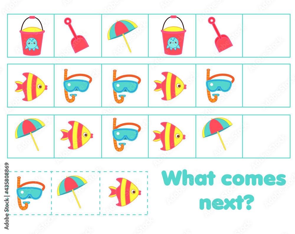 What comes next educational children game. Kids activity sheet ...