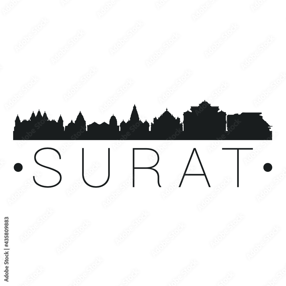 Surat, Gujarat, India City Skyline. Silhouette Illustration Clip Art ...