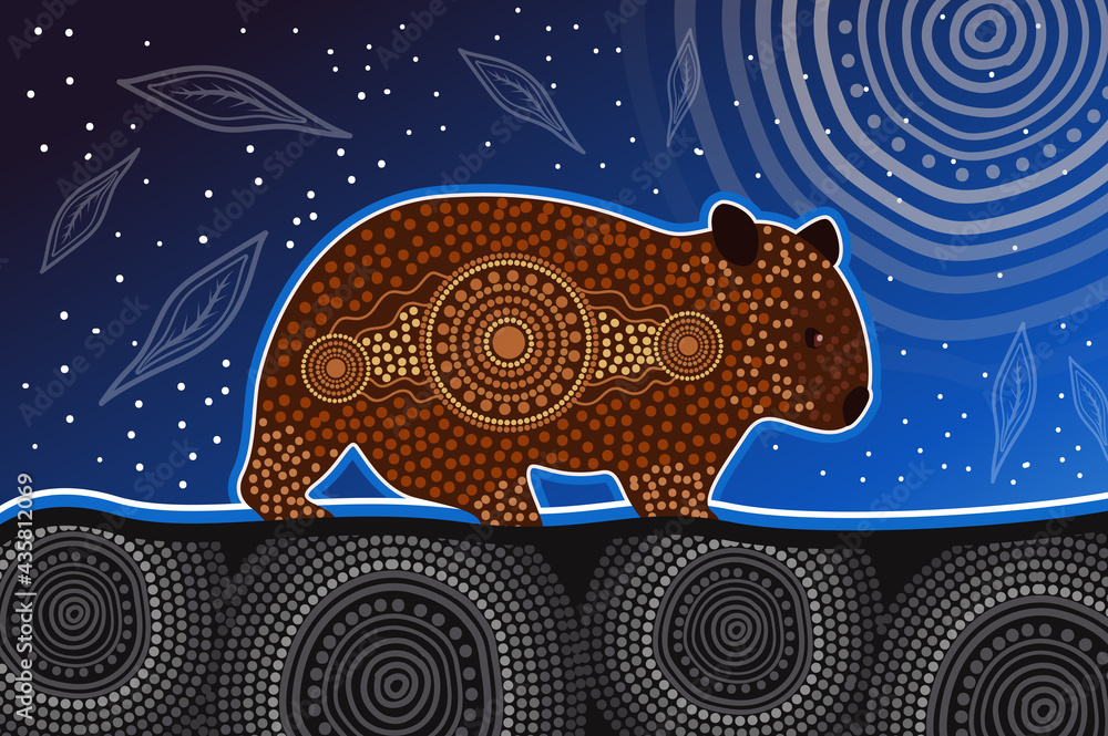 Wombat aboriginal art Stock Vector | Adobe Stock