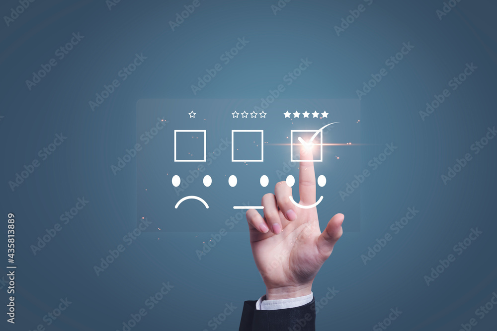 Customer service and Satisfaction, businessmen give a happy smile and ...