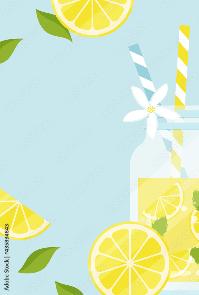 vector background with a glass of lemonade for banners, cards, flyers ...