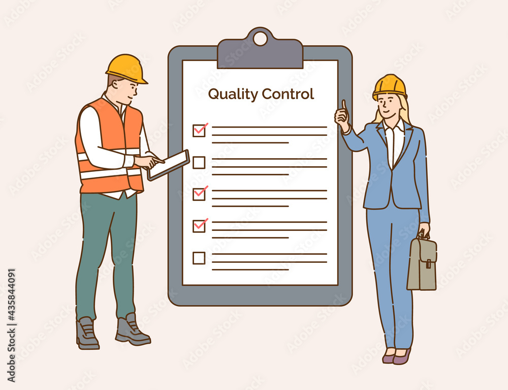 Vektorová grafika „Checklist, quality control, construction industry ...