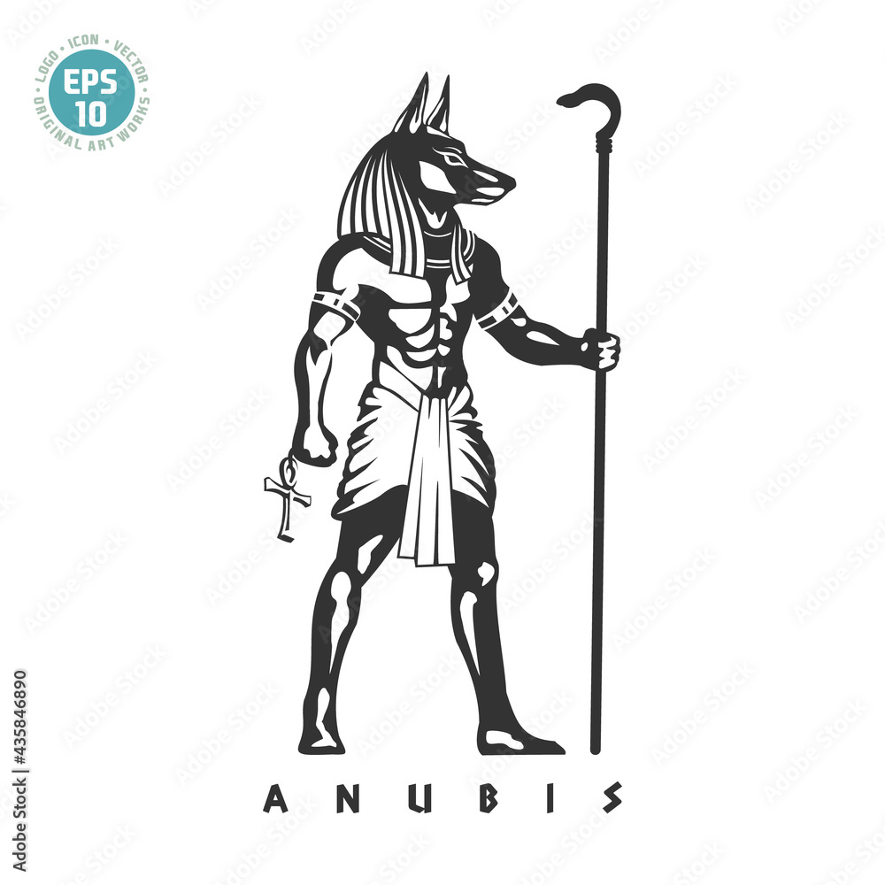 Ancient egyptian god Anubis illustration vector Stock Vector | Adobe Stock