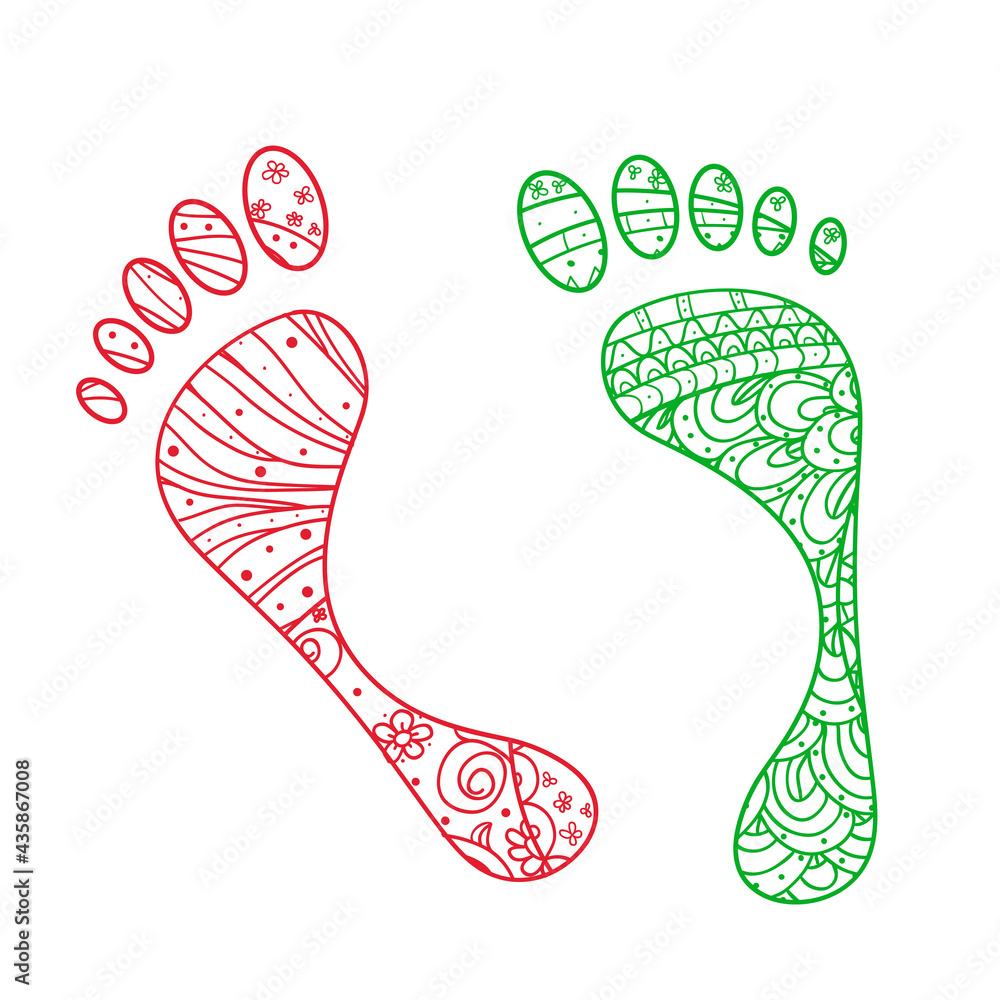 ภาพประกอบสต็อก Foots. Hand drawn element with abstract patterns on ...