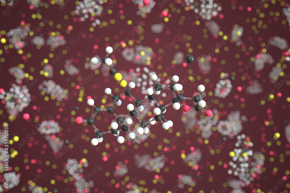 Molecule Of Spironolactone Molecular Model Conceptual 3d Rendering