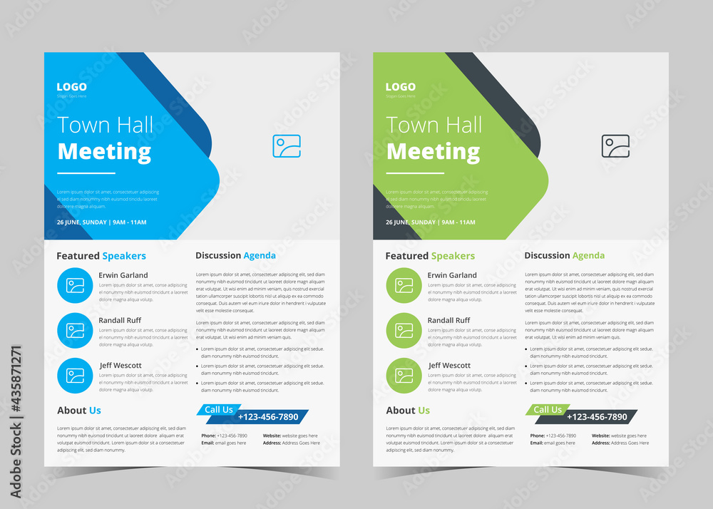 Vetor de Town hall meeting flyer template. Conference poster leaflet ...