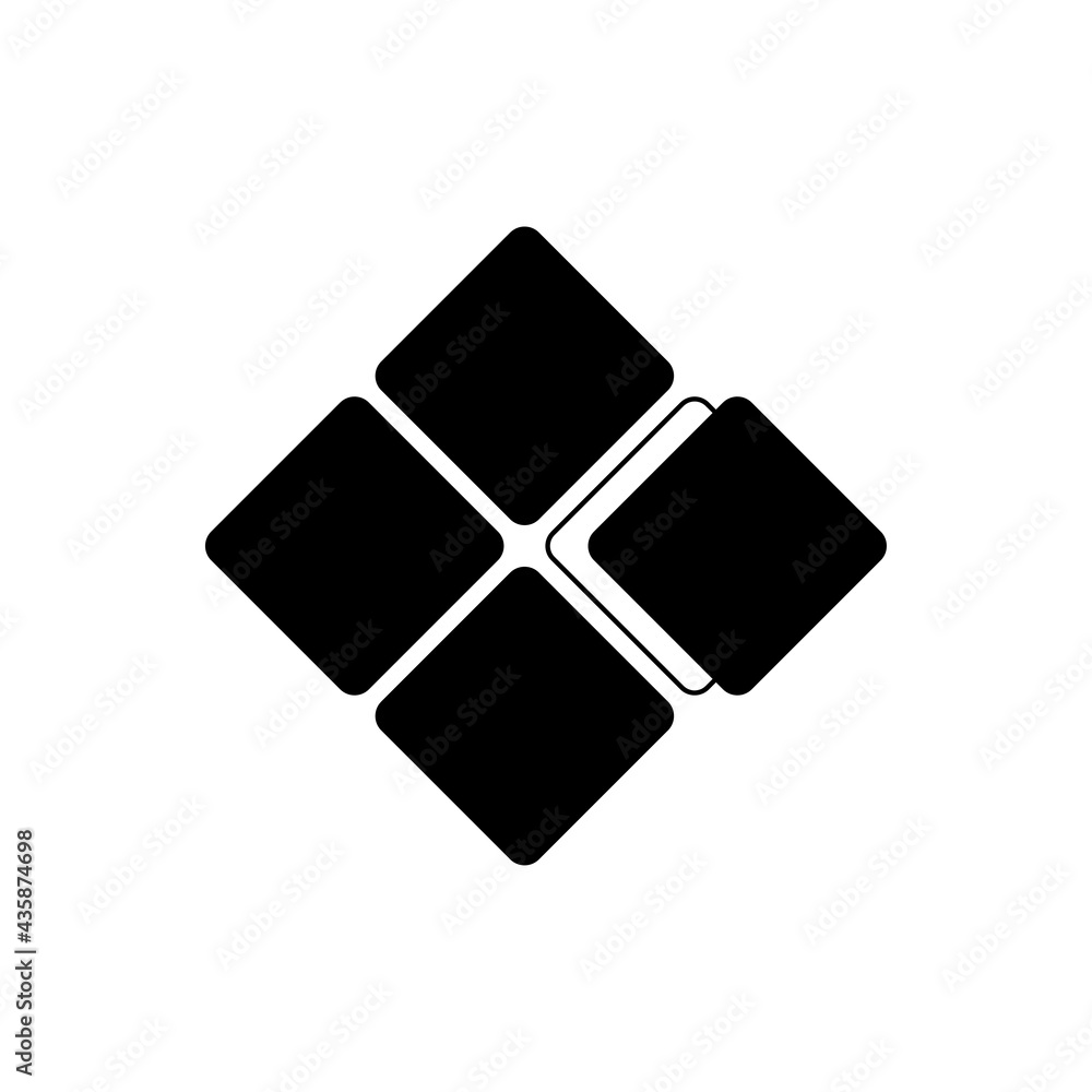 Tile icon. Tiled logo. Black silhouette. Top view. Vector simple flat ...