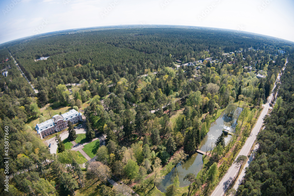 Estonia, narva jõesuu,.May 26, 2021 Summer day, drone view of the ...