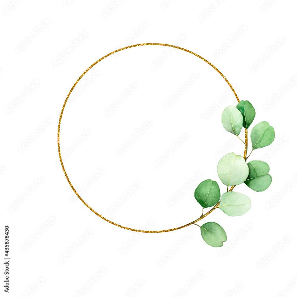Circle Gold Frame Green