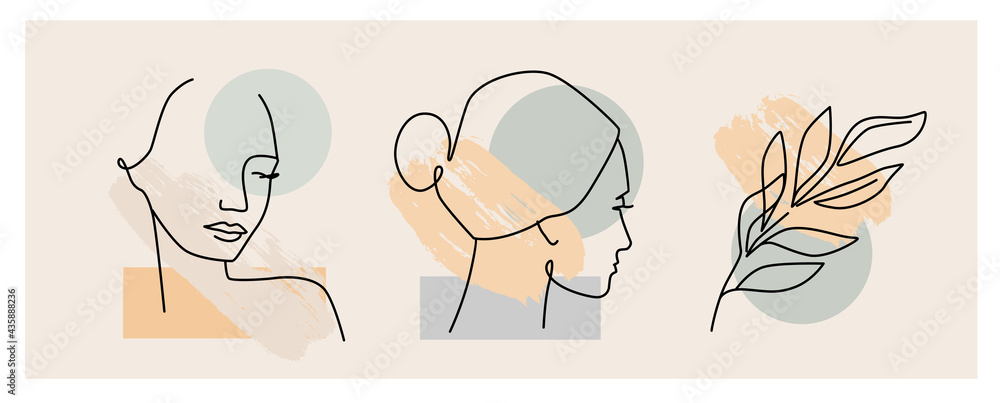 Vector Woman head line style portrait. Outline female Stock Vector ...