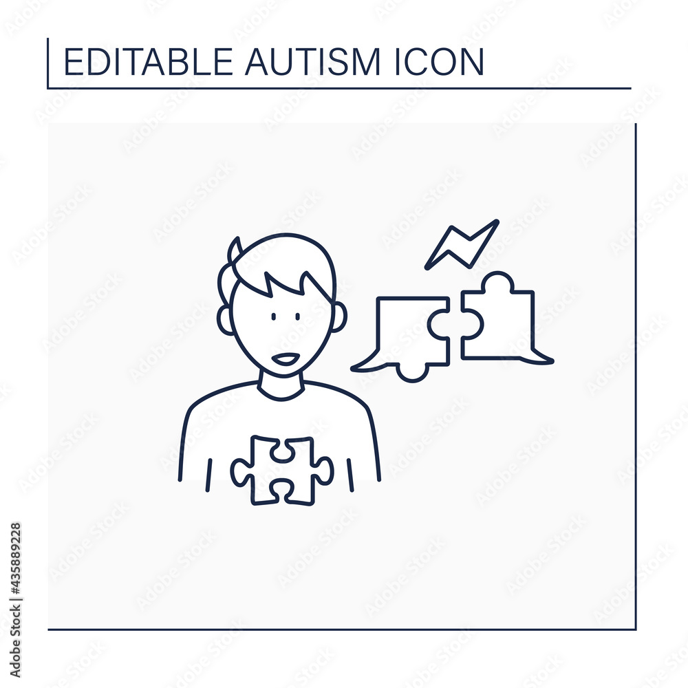 Neurodevelopmental disorder line icon.Problems with two way ...