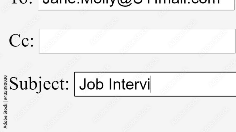 Entering Email Subject Topic Job Interview Meeting in Online Box. Send ...